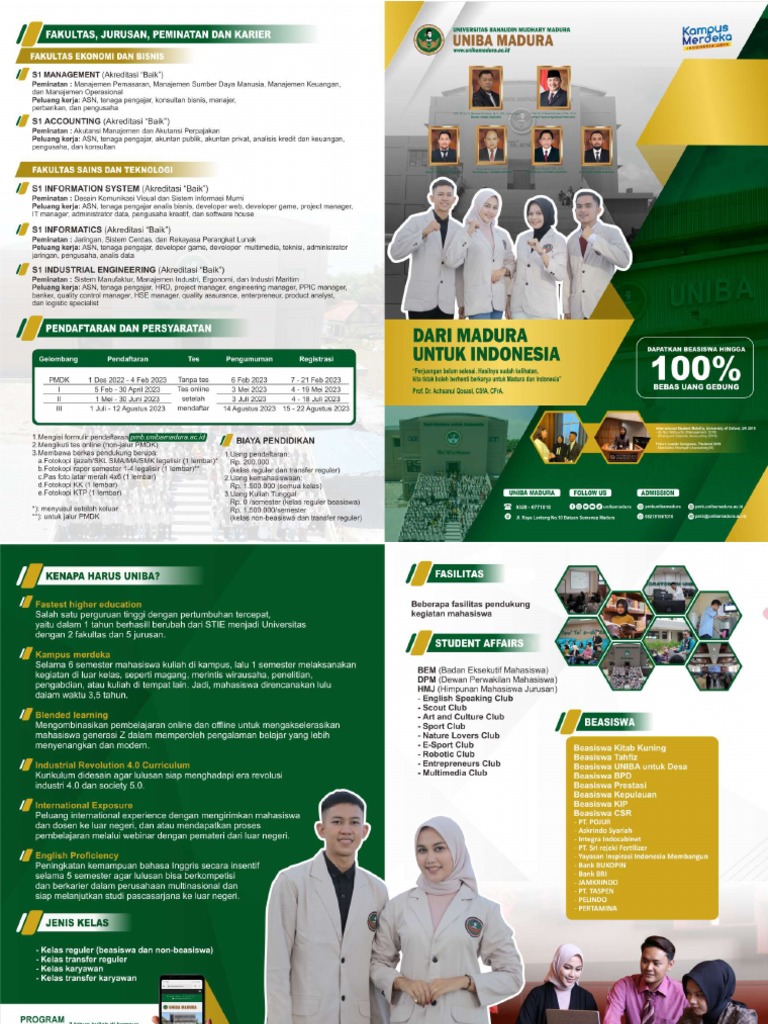 Brosur PMB UNIBA Madura 2023 | PDF
