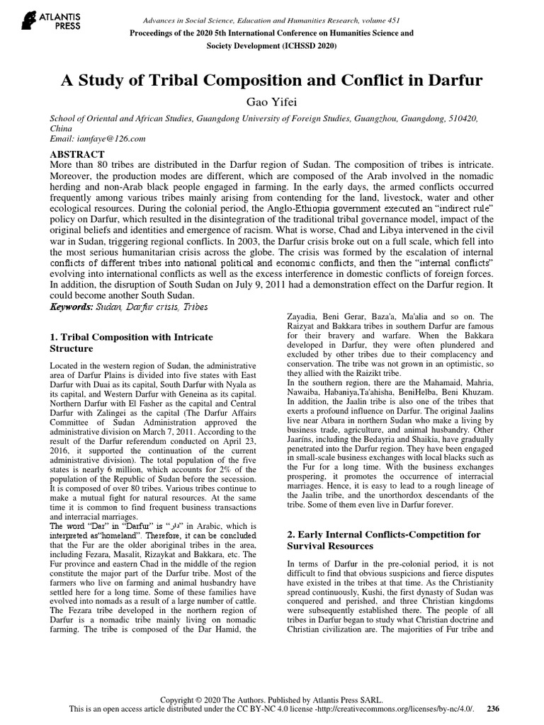 A Study of Tribal Composition and Conflict in Darfur: Gao Yifei | PDF ...