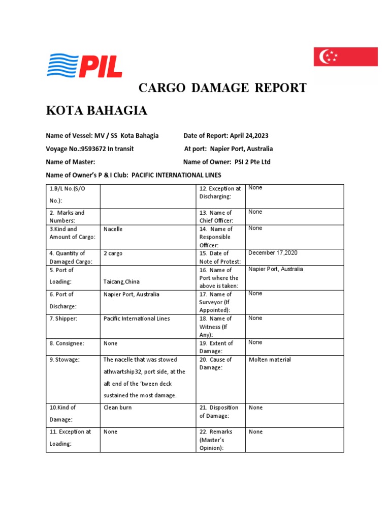 Cargo Damage Report Kota Bahagia | PDF | Cargo