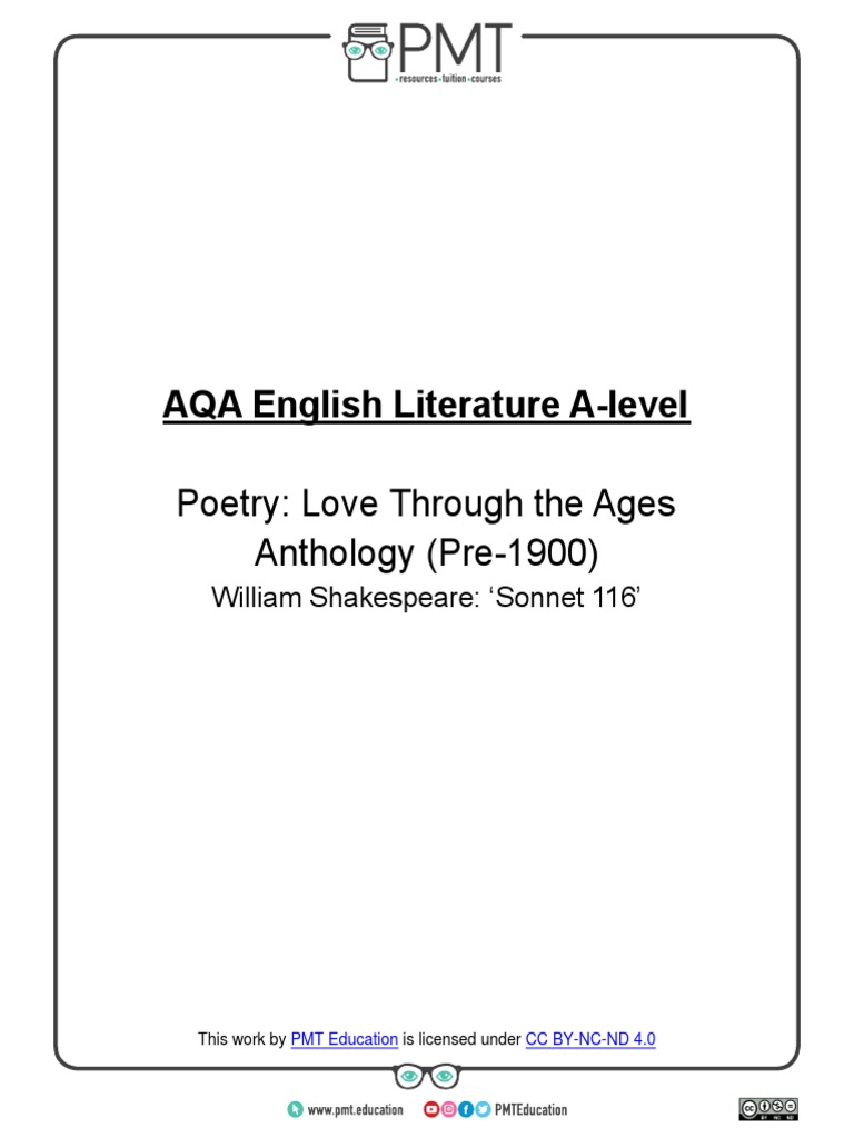 Sonnet 116 - William Shakespeare | PDF | Shakespeare's Sonnets | Metre ...