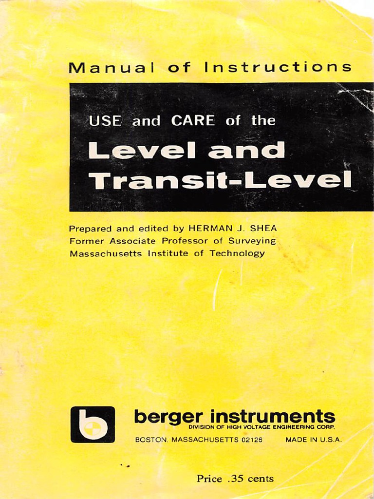 Use and Care of The Level and Transit-Level | PDF | Tripod (Photography ...