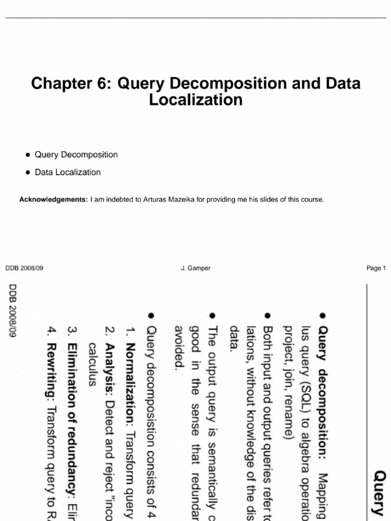 Query Decomposition and Data Localization | PDF Query Decomposition and Data Localization | PDF