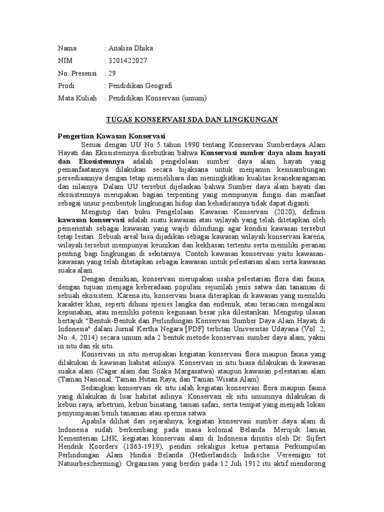 Konservasi SDA dan Lingkungan | PDF