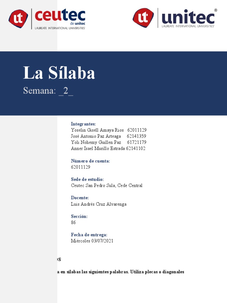Ejercicios de Sílaba y Acentuación | PDF | Sílaba | Estrés (lingüística)