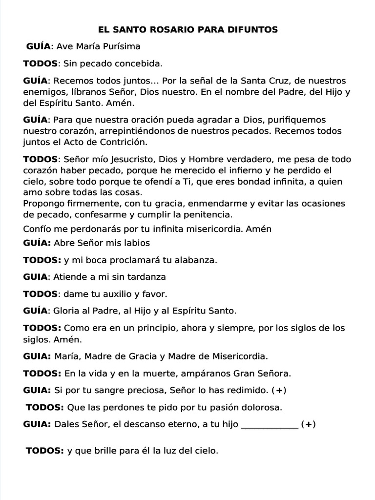 PDF El Santo Rosario para Difuntos - Compress | PDF | María, madre de Jesús | Oración
