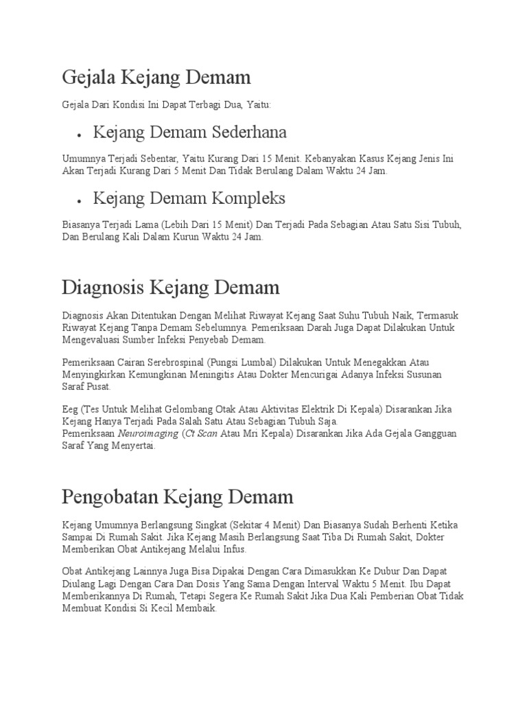 Gejala Kejang Demam | PDF | Kesehatan Holistik