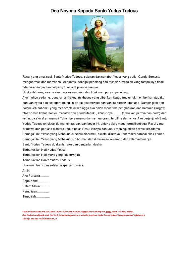 Doa Novena Kepada Santo Yudas Tadeus | PDF