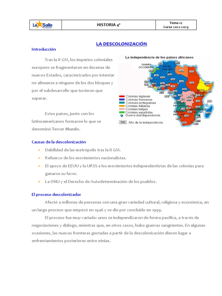 La Descolonización y el Tercer Mundo | PDF | Descolonización | Teorías políticas