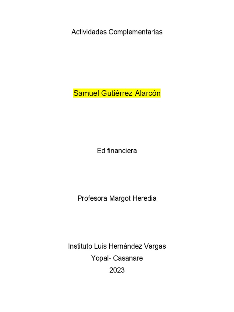 Actividades Complementarias | PDF