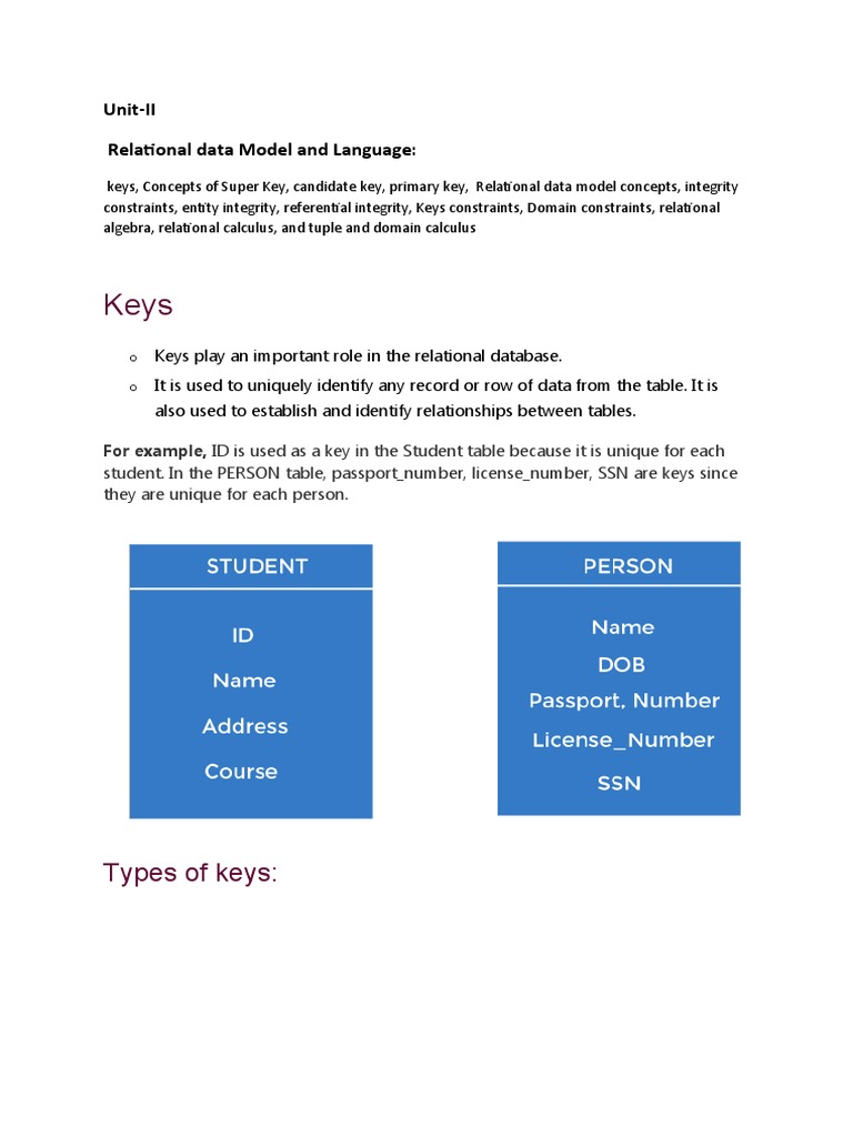 DBMS Notes UNIT2 | PDF | Relational Database | Relational Model DBMS Notes UNIT2 | PDF | Relational Database | Relational Model
