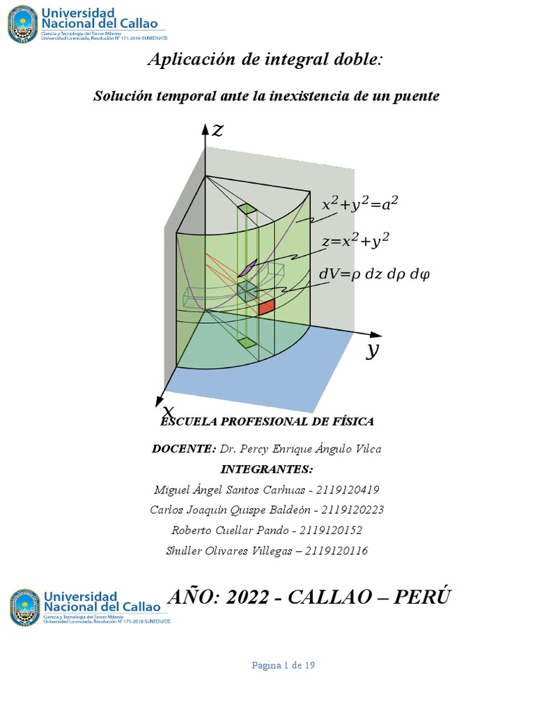 Cálculo II - Aplicación de Integral Doble | PDF | Integral | Geometria ...