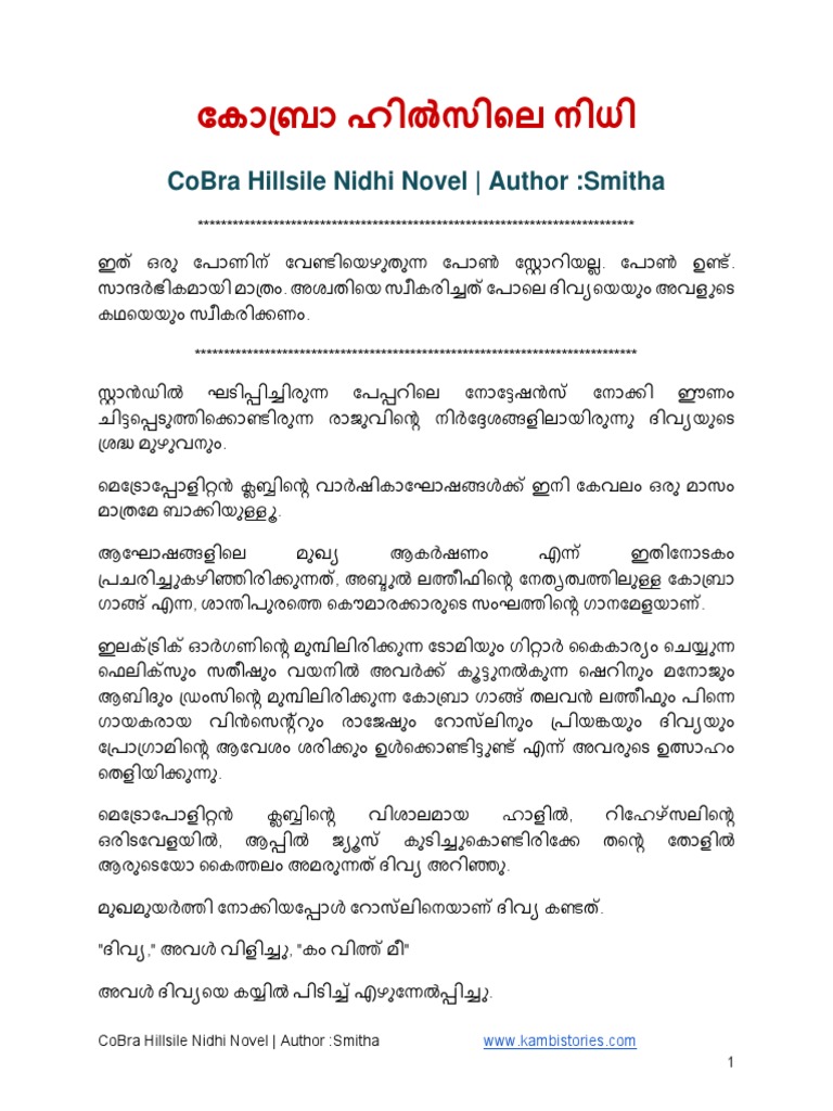 CoBra Hillsile Nidhi Novel | PDF