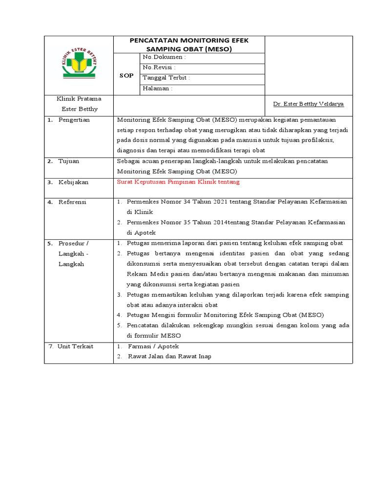 SOP Pencatatan MESO | PDF