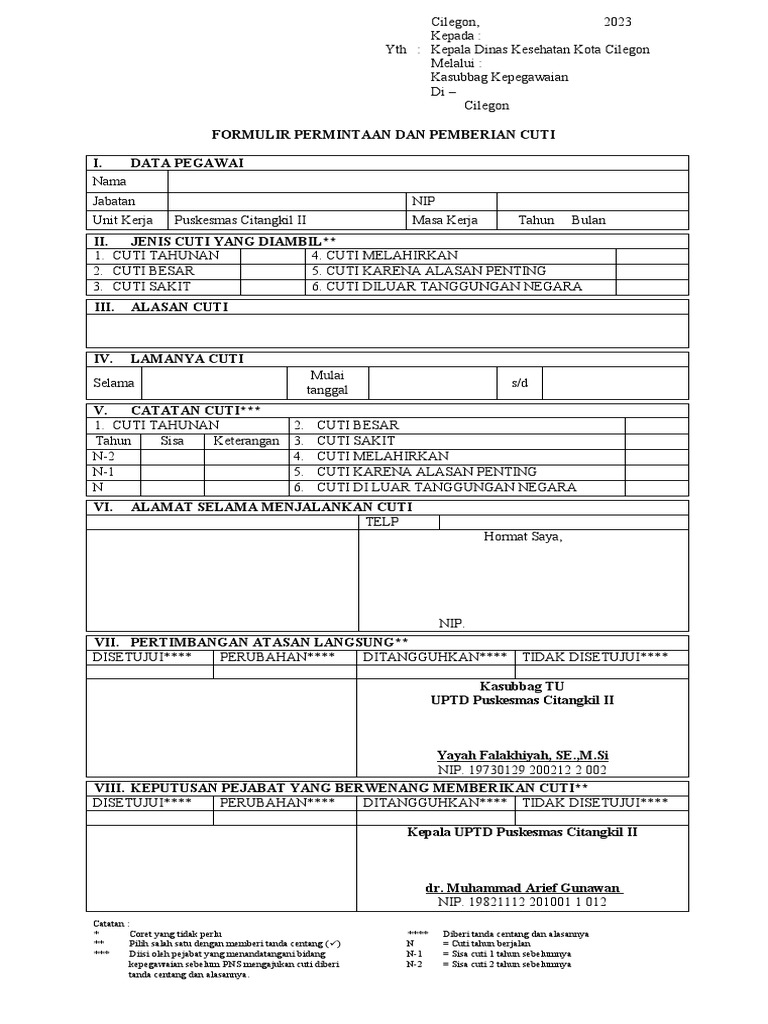 Form Cuti Terbaru | PDF