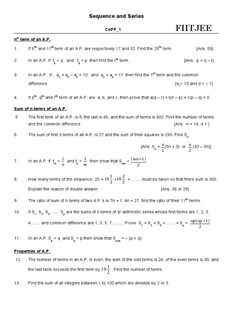 Sequence and Series | PDF | Mathematical Analysis | Algebra