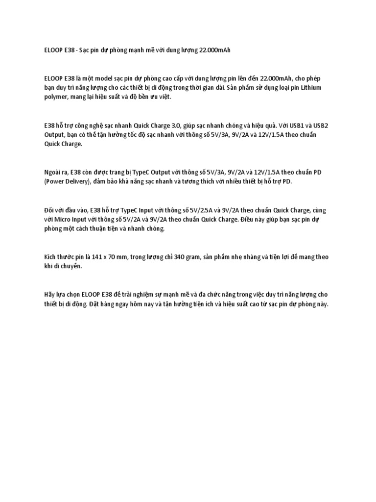 S C D Phòng E38 - 22.000mah | PDF