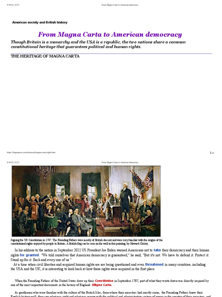 Magna Carta's Influence on Democracy | PDF | Monarchy | Republic