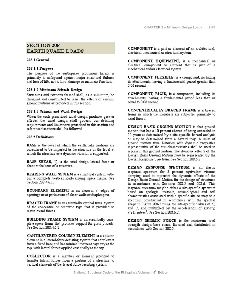 NSCP Section 208: Earthquake Loads | PDF | Strength Of Materials ...