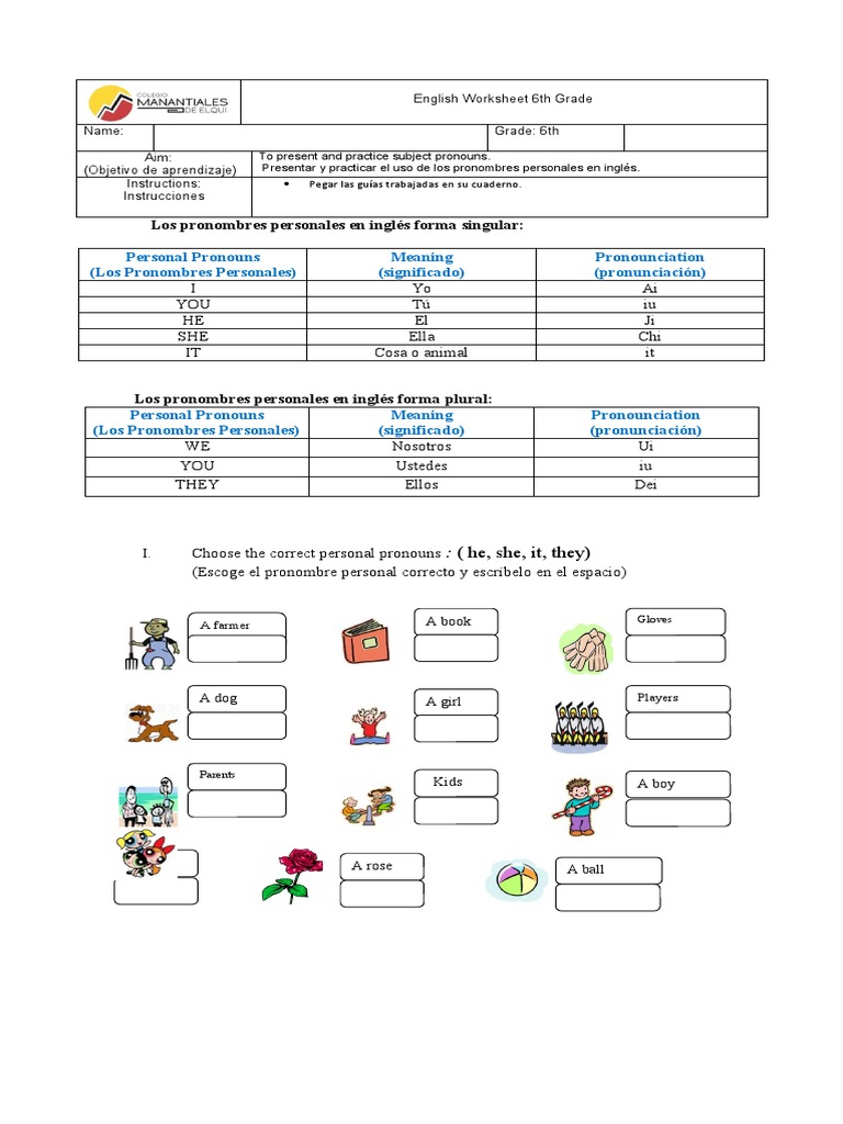 Guía Sexto Básico Los Pronombres Personales 2023 | PDF | Grammar ...
