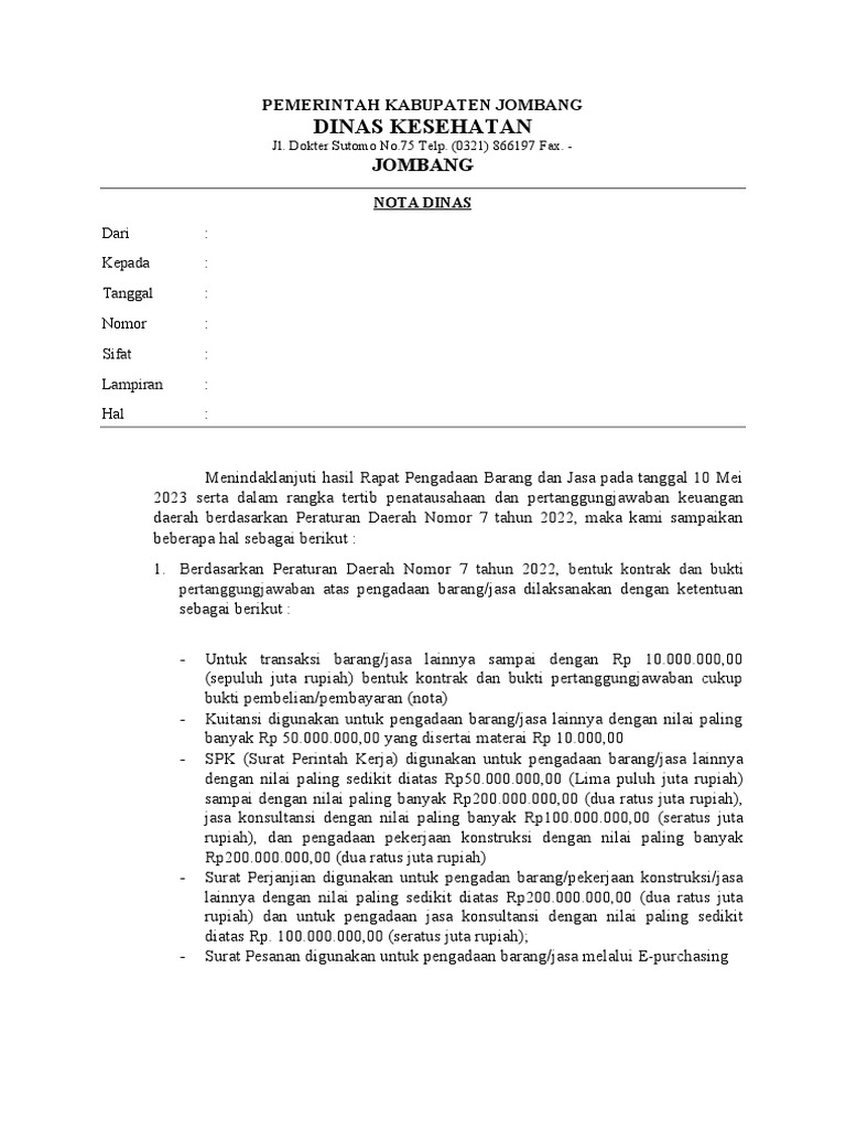 Rancangan Nota Dinas 2023 | PDF