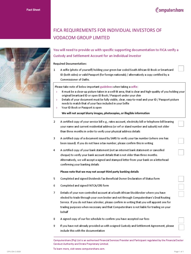 FICA Requirements for Vodacom Investors | PDF | Banks | Passport