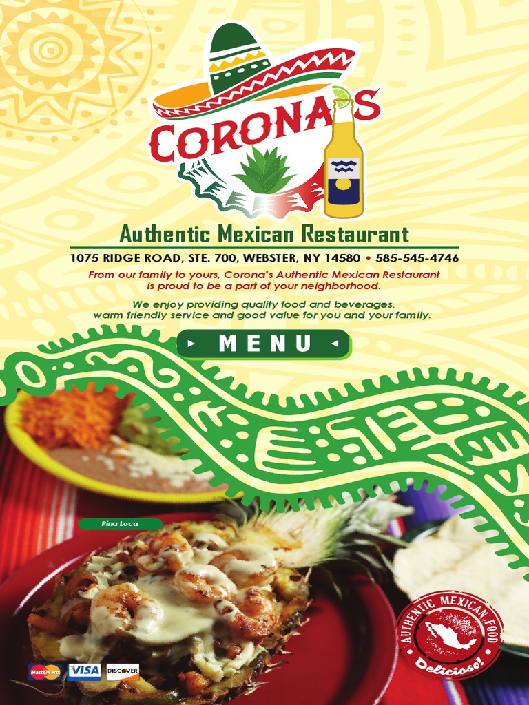 Corona's Authentic Mexican Menu | PDF | Burrito | Taco