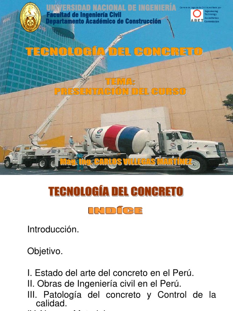 Semana 1 (1) - Introduccion A La Curso Uni - Tecnologia Del Concreto | Descargar gratis PDF ...