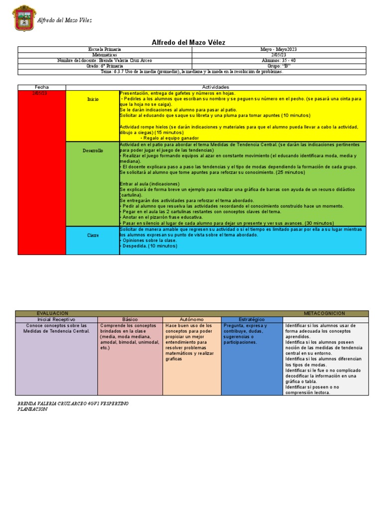 Planeacion Mayo | PDF | Cognición | Aprendizaje