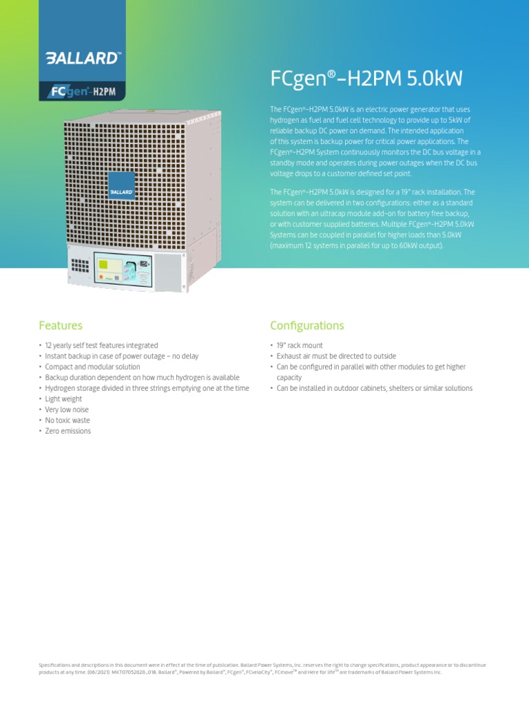 Fcgen h2pm 5 - 0 Data Sheet | PDF | Alternating Current | Direct Current