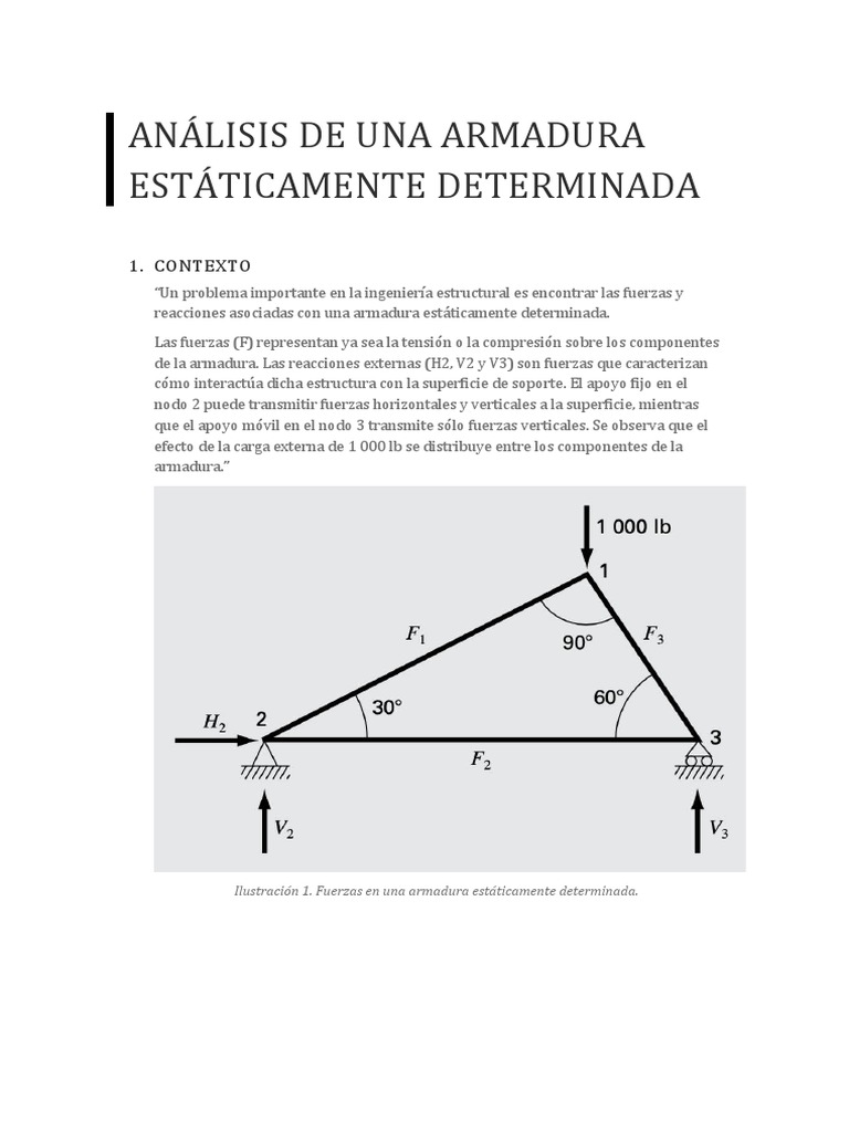 Análisis de Una Armadura Estáticamente Determinada | PDF | Braguero ...