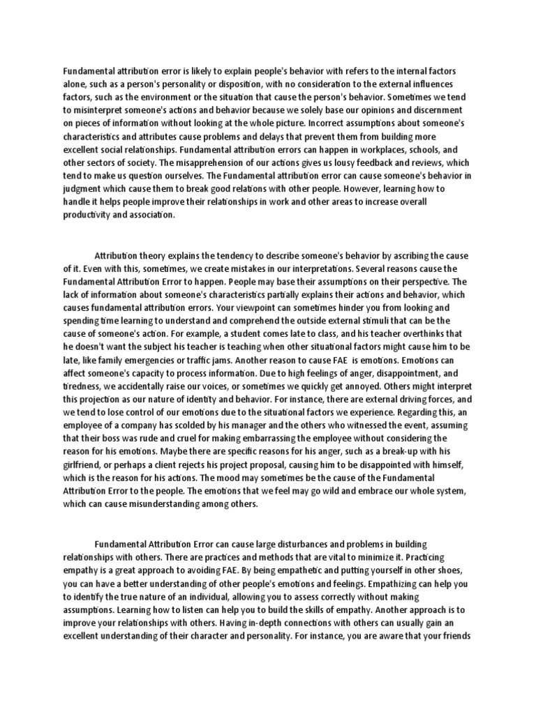 Understanding Fundamental Attribution Error | PDF | Empathy | Emotions
