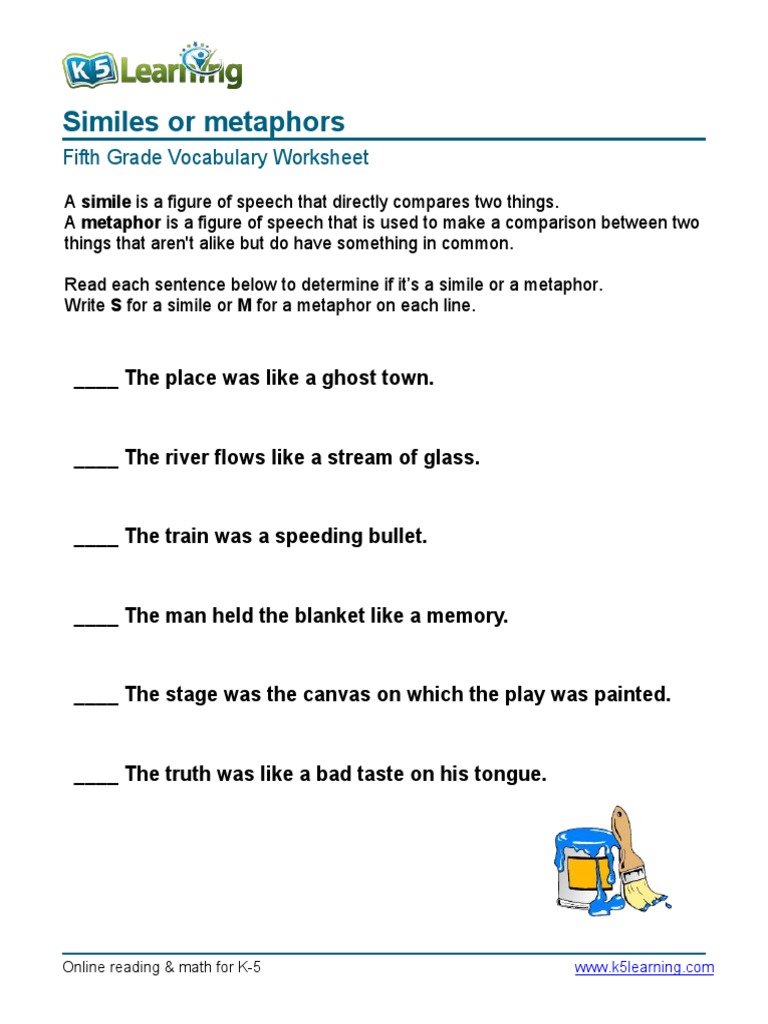 Grade 5 Simile Metaphor 6 | PDF | Language Arts & Discipline | Poetry
