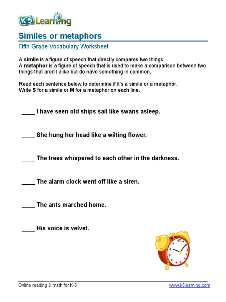 Grade 5 Simile Metaphor 5 1 | PDF