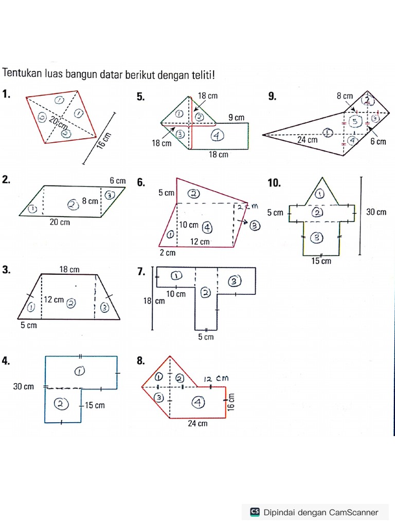 LatIihan Soal Mat-Menghitung Luas Bangun Datar Gabungan | PDF