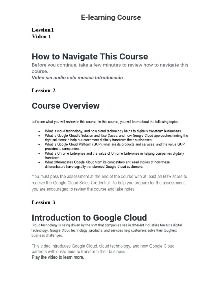 E-Learning Course | PDF | Cloud Computing | Educational Technology