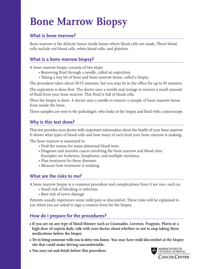 Bone Marrow Biopsy Sheet | PDF | Biopsy | Bone Marrow