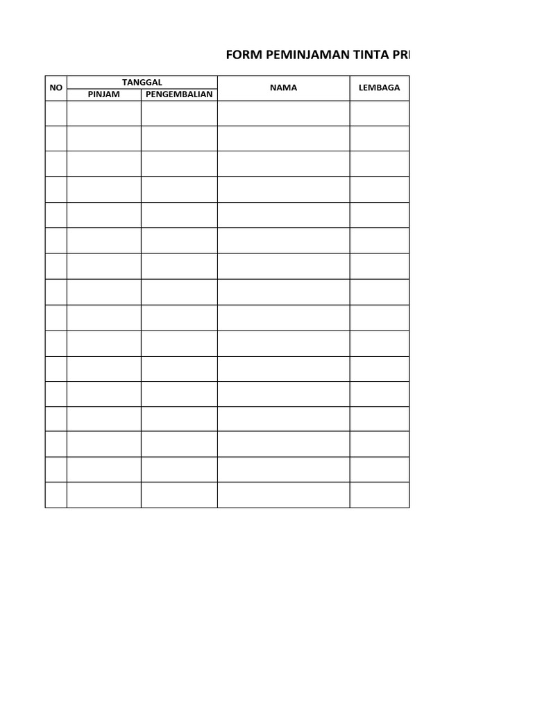 Form Peminjaman Tinta | PDF