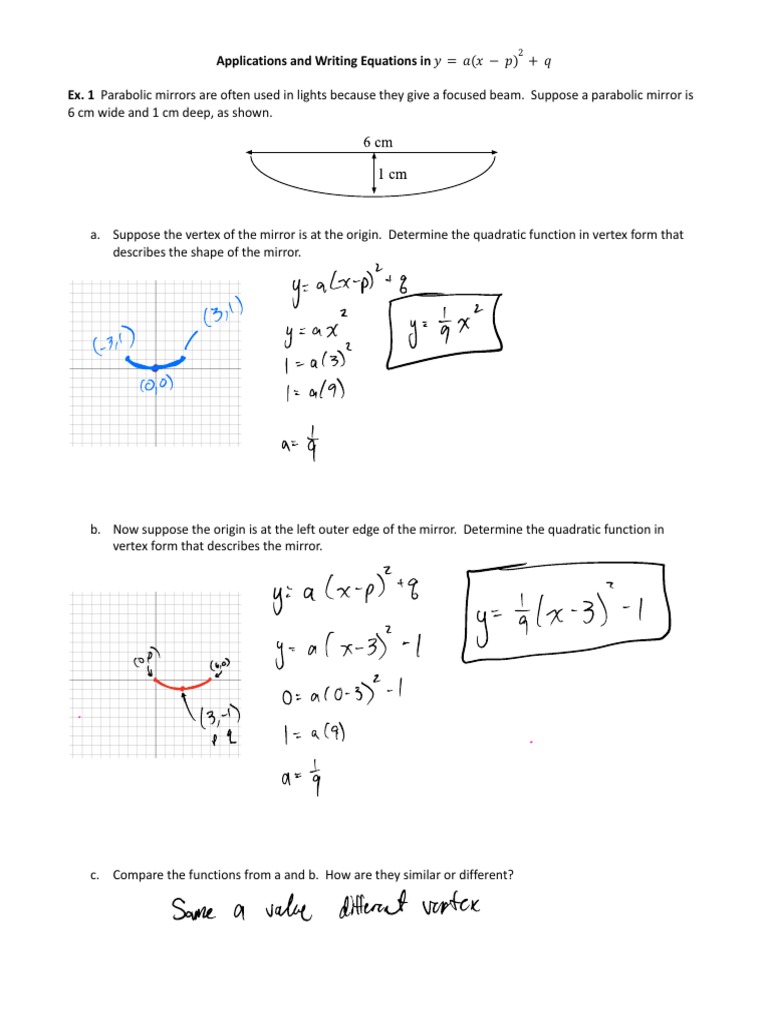 20-1 U1L3 - Applications and Writing Equations in ? ? (? ?) 2 + ? | PDF | Mathematical Relations ...