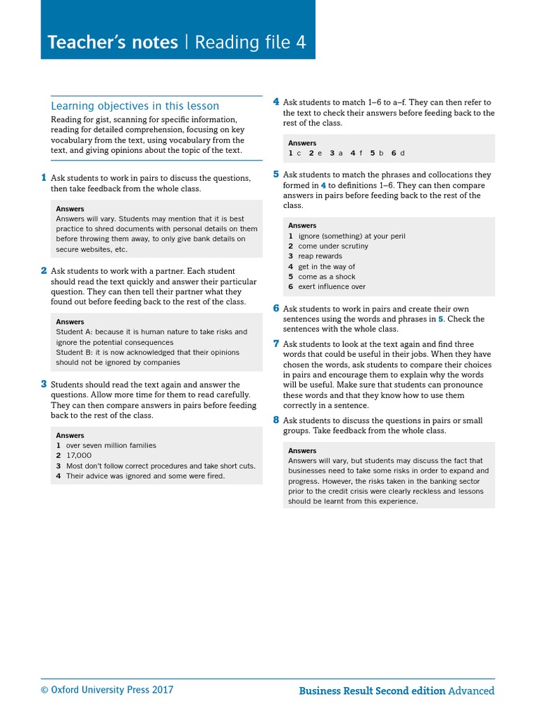 Br2e Adv Reading Notes 4 | PDF | Reading Comprehension | Linguistics