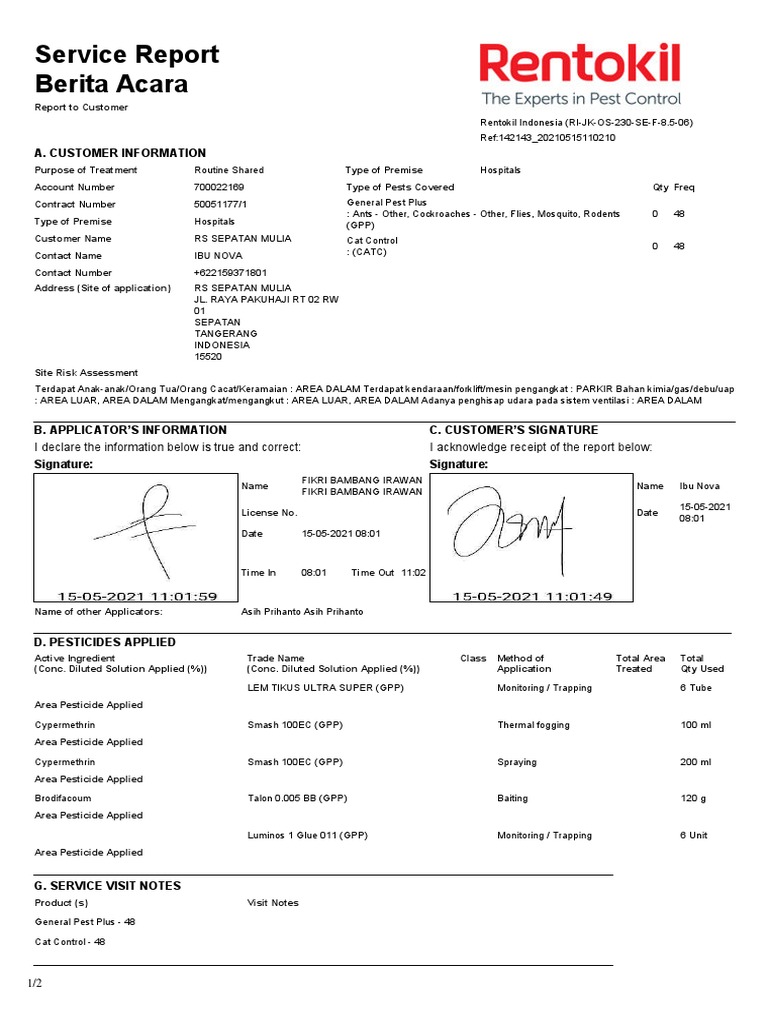 Service Receipt | PDF | Pest Control | Pesticide