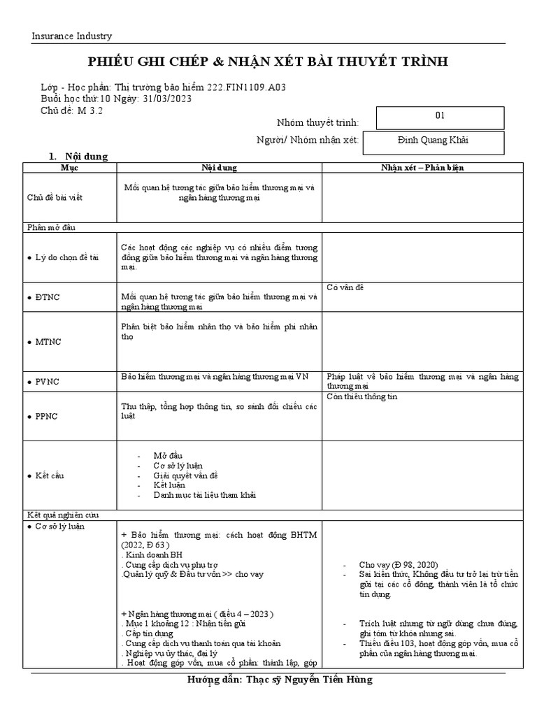 Module 3.2 Phieu Ghi Chep Bai Thuyet Trinh | PDF
