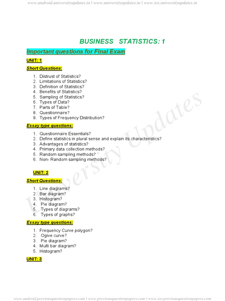 Business Statistics 1 Set 1 | PDF | Mean | Statistics