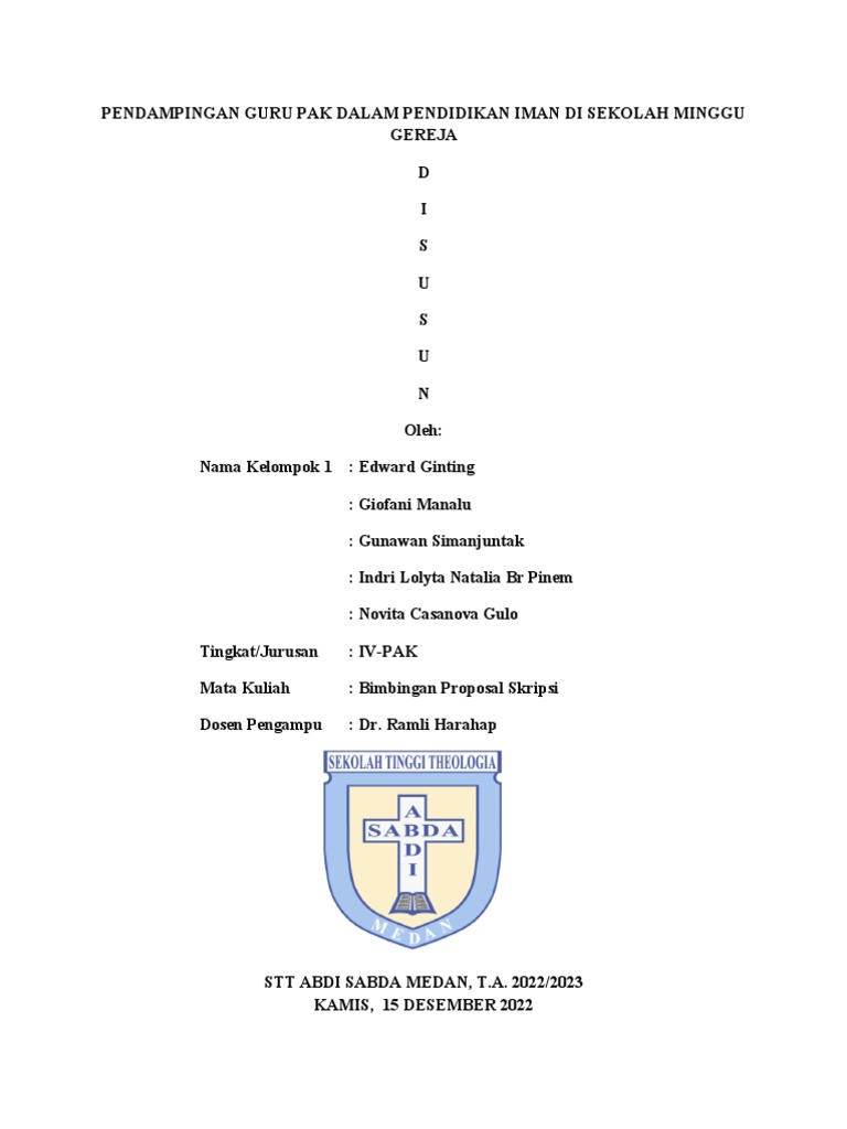 2019 - Pak - Pendampingan Guru Pak Dalam Pendidikan Iman Sekolah Minggu ...