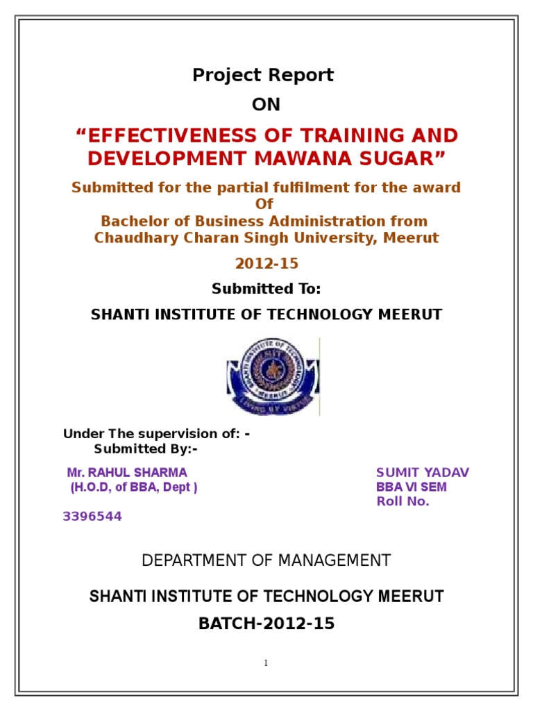 Effectiveness of Training at Mawana Sugar | PDF | Clean Development Mechanism | Employment