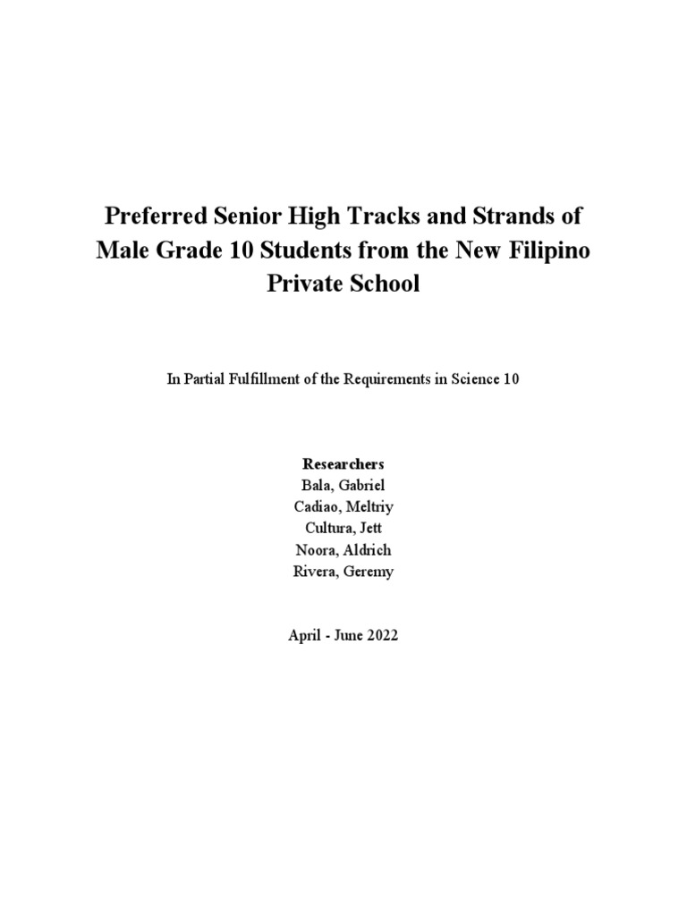 JUNE 15TH REVISION Preferred Senior High Tracks and Strands of Male ...