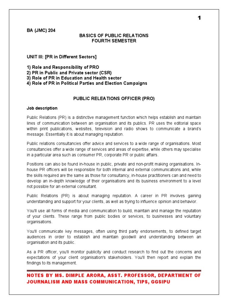 PR Notes - III FINAL | PDF | Public Relations | Marketing