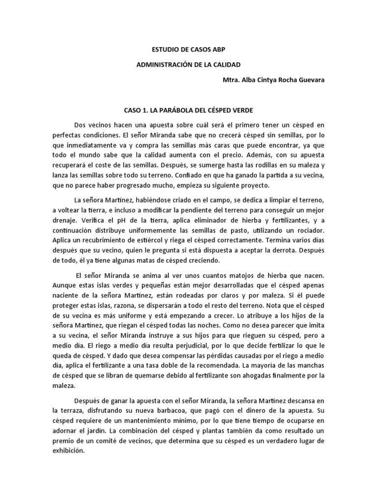 Estudio de Casos Abp Calidad | PDF | Calidad (comercial) | Business