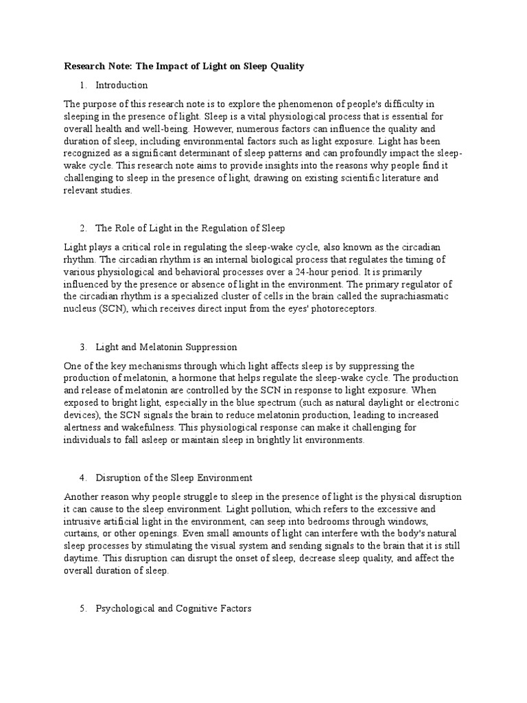 The Impact of Light On Sleep Quality | PDF | Sleep | Circadian Rhythm
