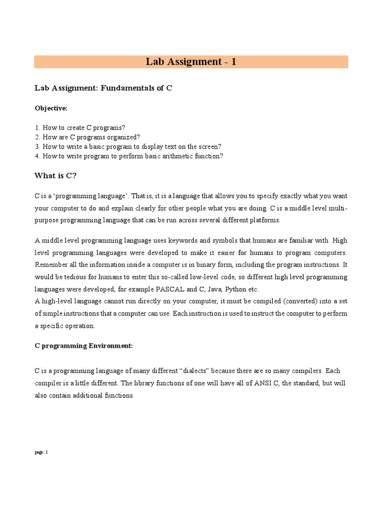 Lab Assignment 1 | PDF | Programming | Computer Program Lab Assignment 1 | PDF | Programming | Computer Program