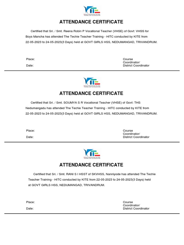 Attendance Certificate | PDF